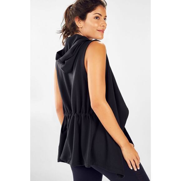 Fabletics | Tops | Fabletics Hannah Waterfall Hooded Vest Large Black ...